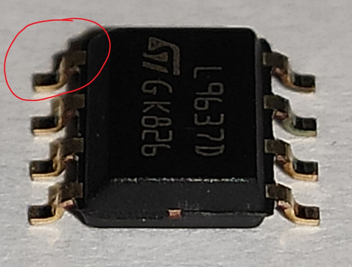 [Rozwiązano] L9637D w obudowie SO8: identyfikacja pinu 1 na podstawie ...