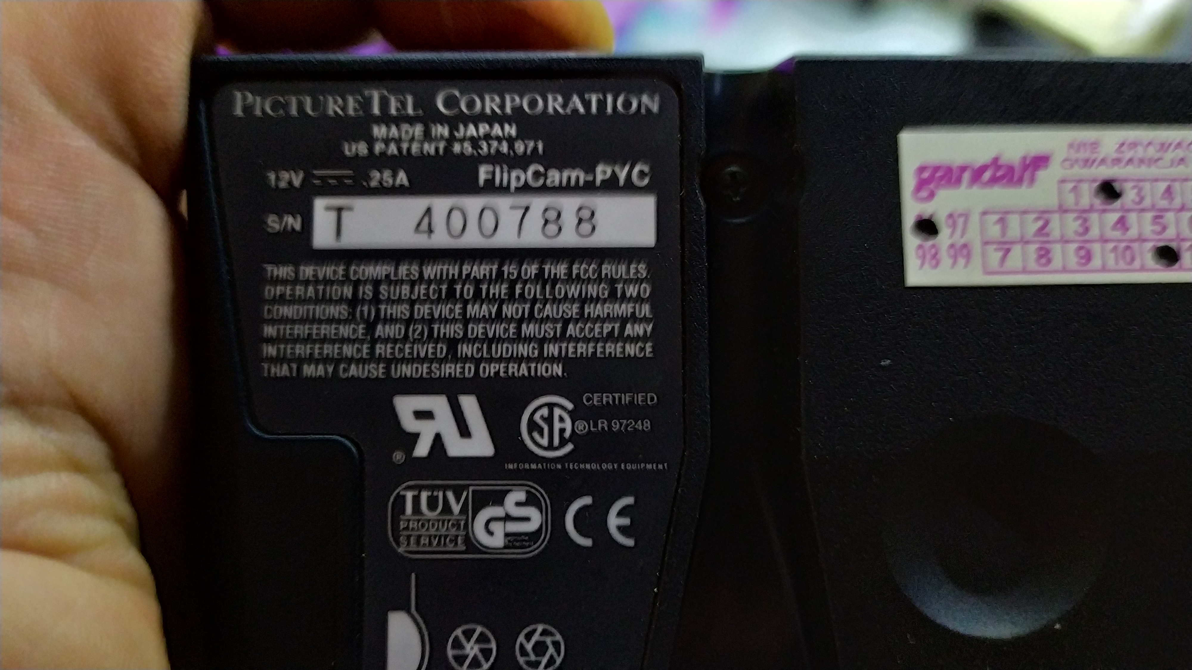 Kamera Picturetel Corporation - Flip Cam PYC - złącze