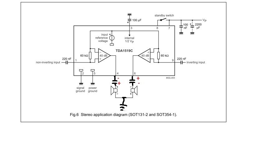 [Rozwiązano] Wzmacniacz TDA1519C - podłączenie głośników, schemat ...