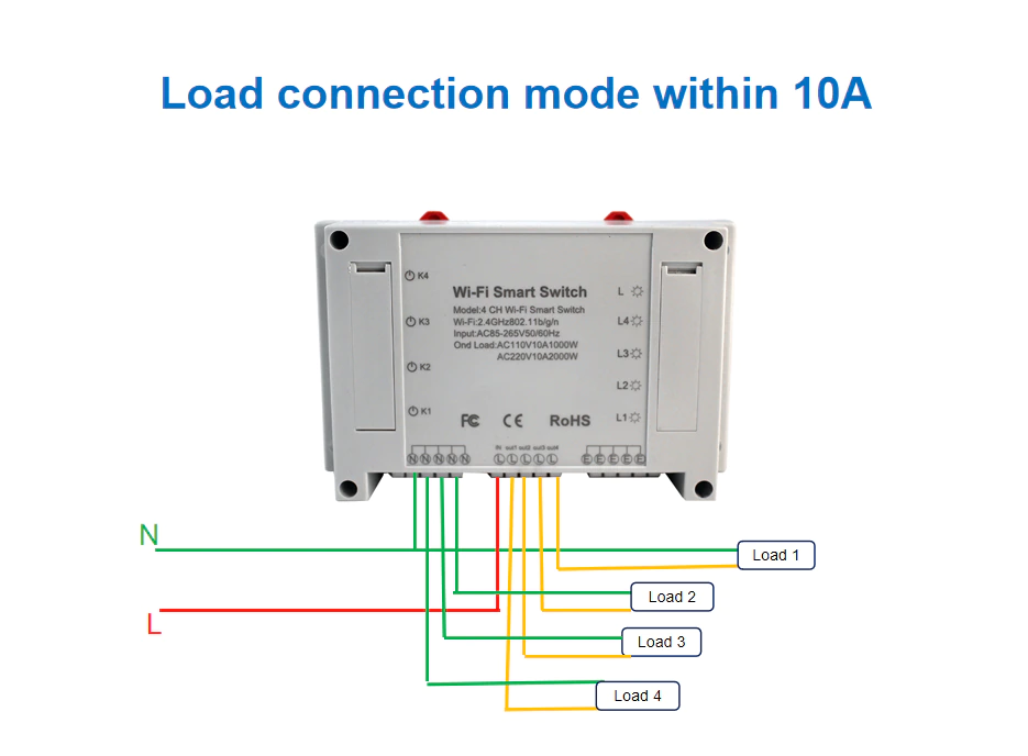 Four-channel relay controller Tuya WiFi SmartLife 4CH 10A [schematic]