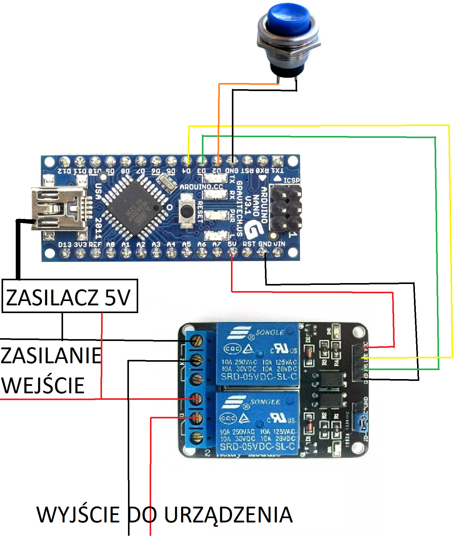 Sterowanie przekaźnikiem za pomocą przycisku i Arduino Nano oraz WeMos ...