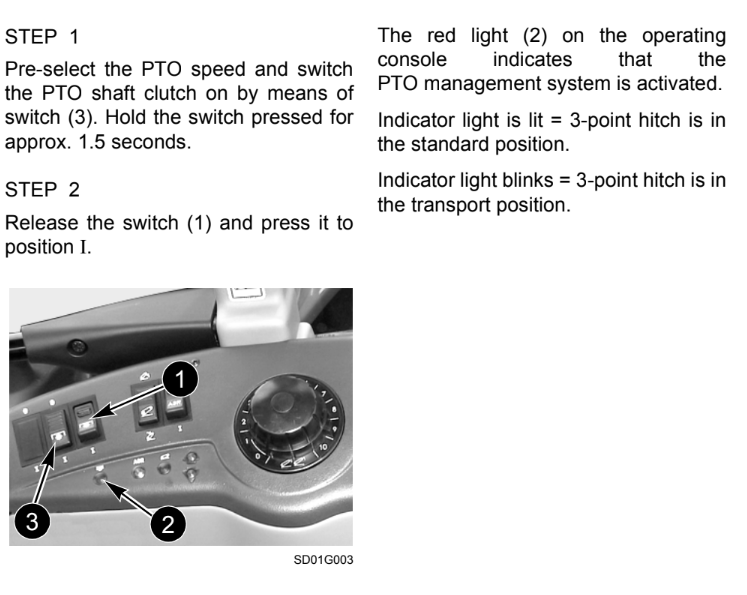 CASE CS 150 - Opis kontrolek na desce rozdzielczej, szczegółowe wyjaśnienia