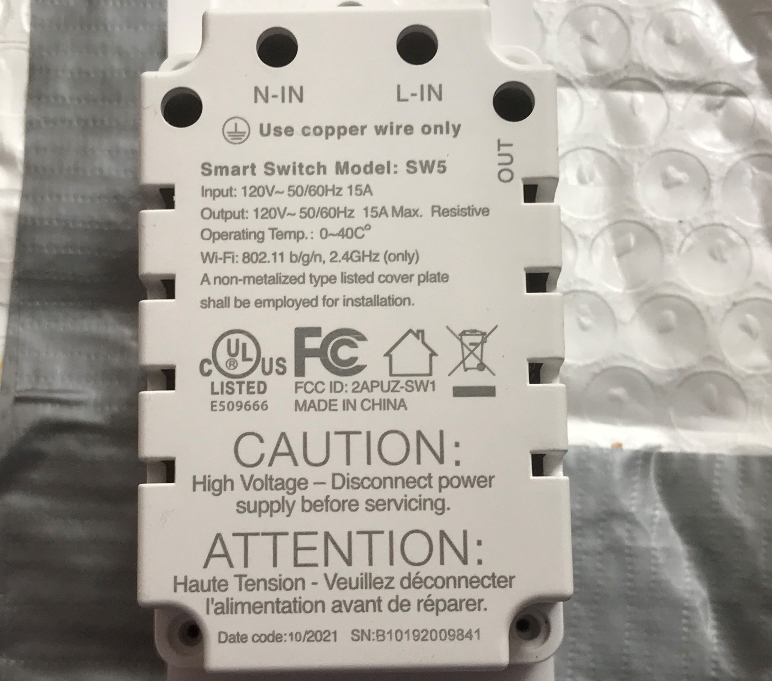 Light switch from the USA - Gosund Smart Switch SW5-A-V2.1 - BK7231T
