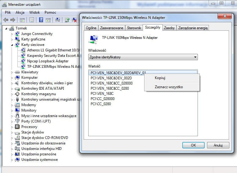 Zapisywanie sterowników urządzeń do pliku .rar w Windows 7: instrukcje ...