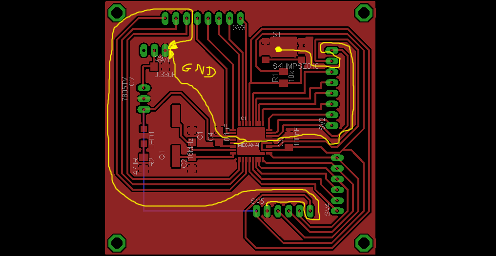 Moduł dla Atmega8 SMD PCB jednostronne - fotochemia