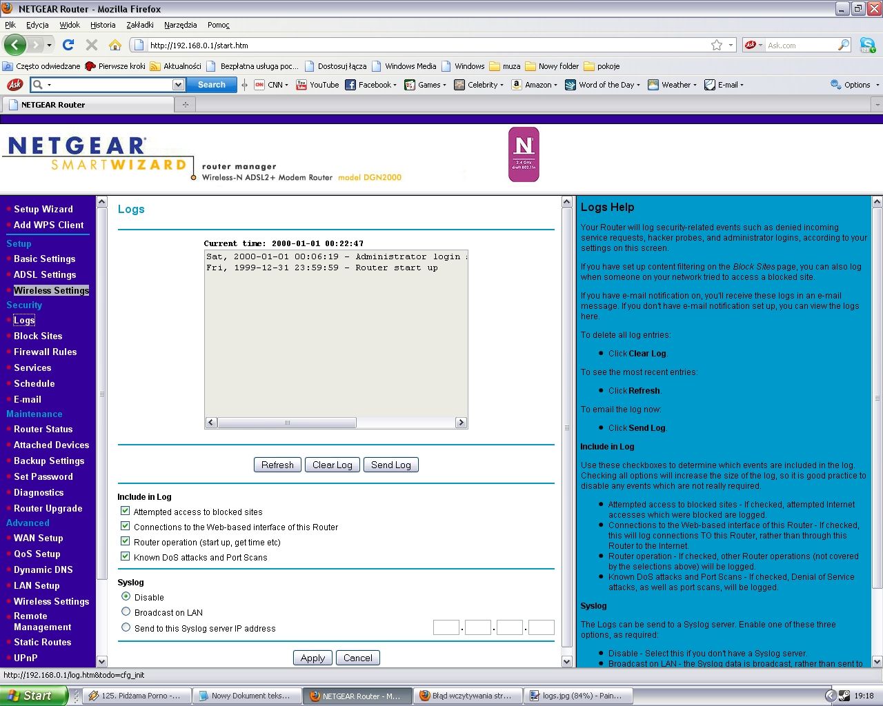 Netgear DGN2000 - jak przywrócić poprawne ustawienia po przekierowaniu ...