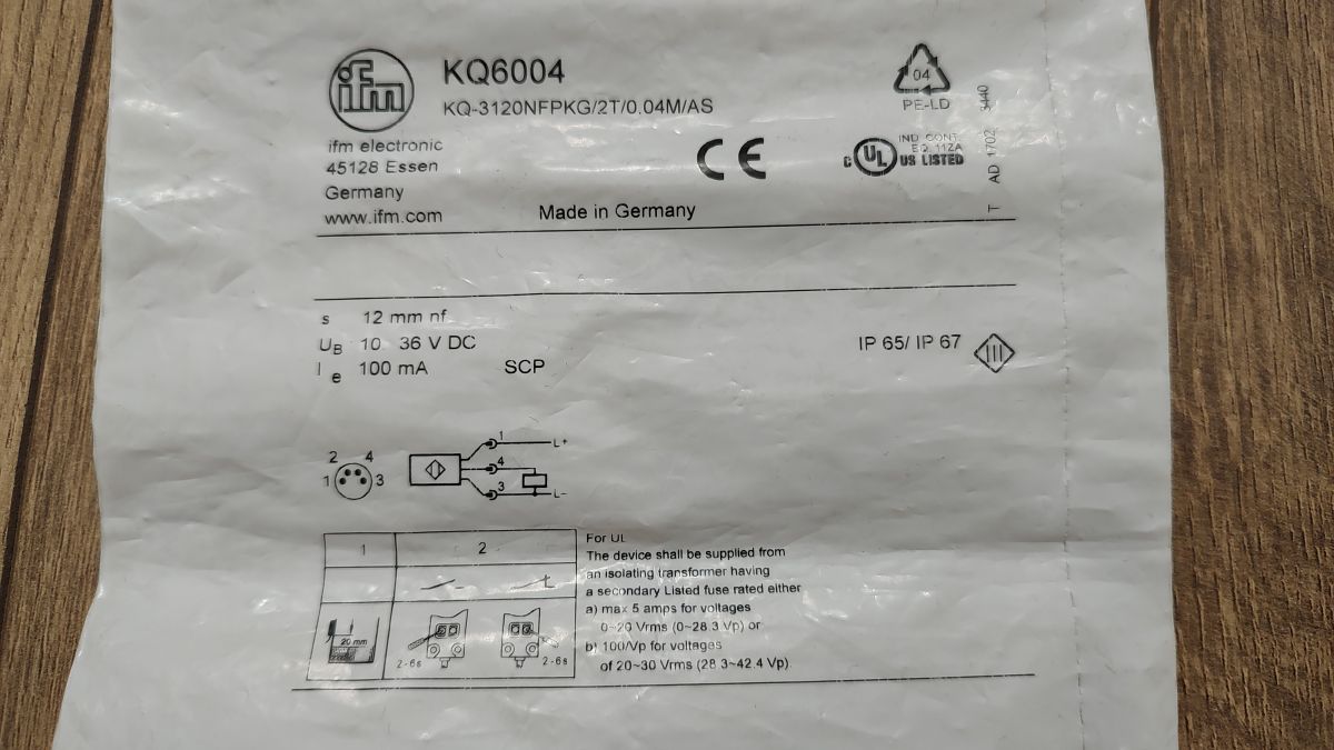 [Sprzedam] Sprzedam nowy czujnik pojemnościowy IFM KQ6004, 250zł/szt, 2 ...