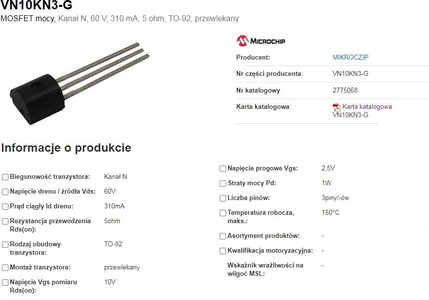 szukam tranzystorka vn10km lub jego zamiennika. - elektroda.pl