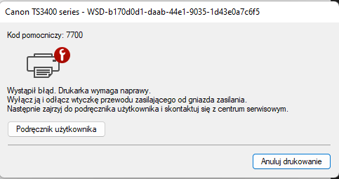 [Rozwiązano] Dysfunkcja drukarki Canon TS3450: błędy p10 i 7700 - czy ...