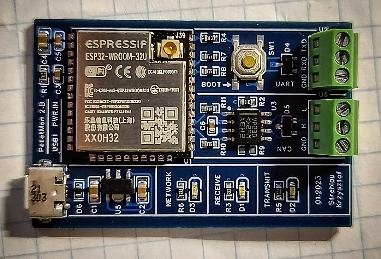 Sterowanie i odczyt parametrów sterownika palnika Kostrzewy Platinum Bio przez magistralę CAN