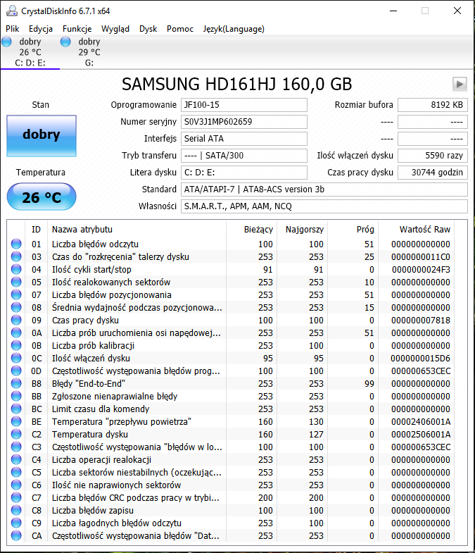 HD161HJ vs ST3250318AS - Który dysk lepszy pod system? Ocena SMART