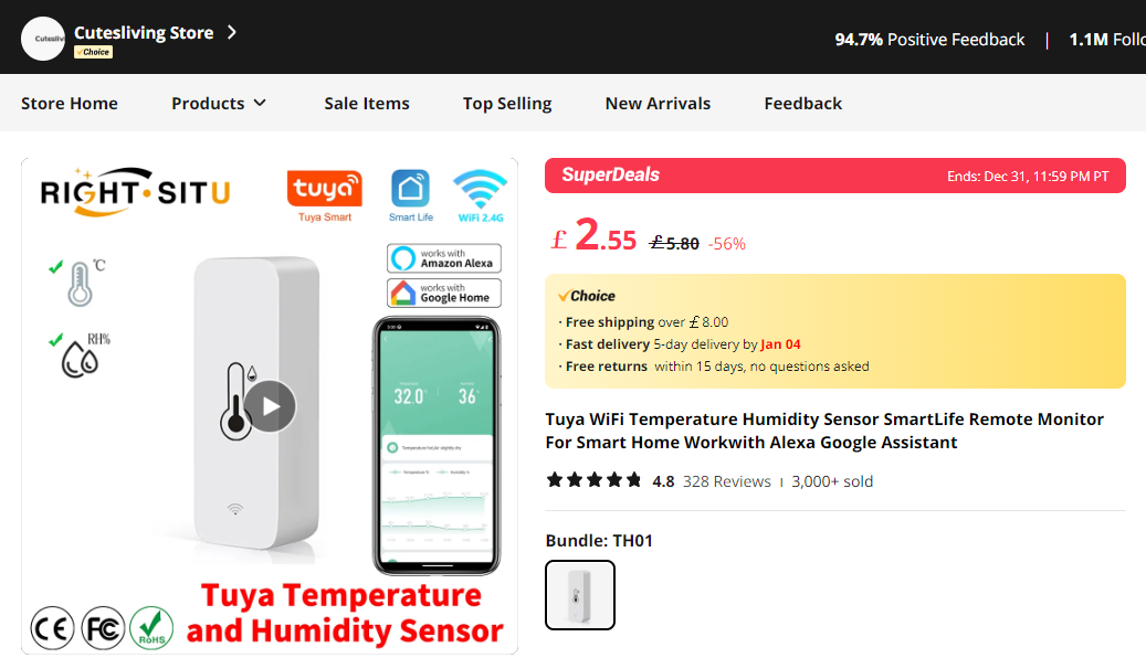[BK7231N] [CBU] [AHT30] Cutesliving TH01 Smart Life Temperature and ...