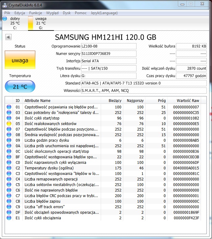 Laptop Compal HEL80, Samsung HM123HI - Dysk z notebooka piszczy i ...