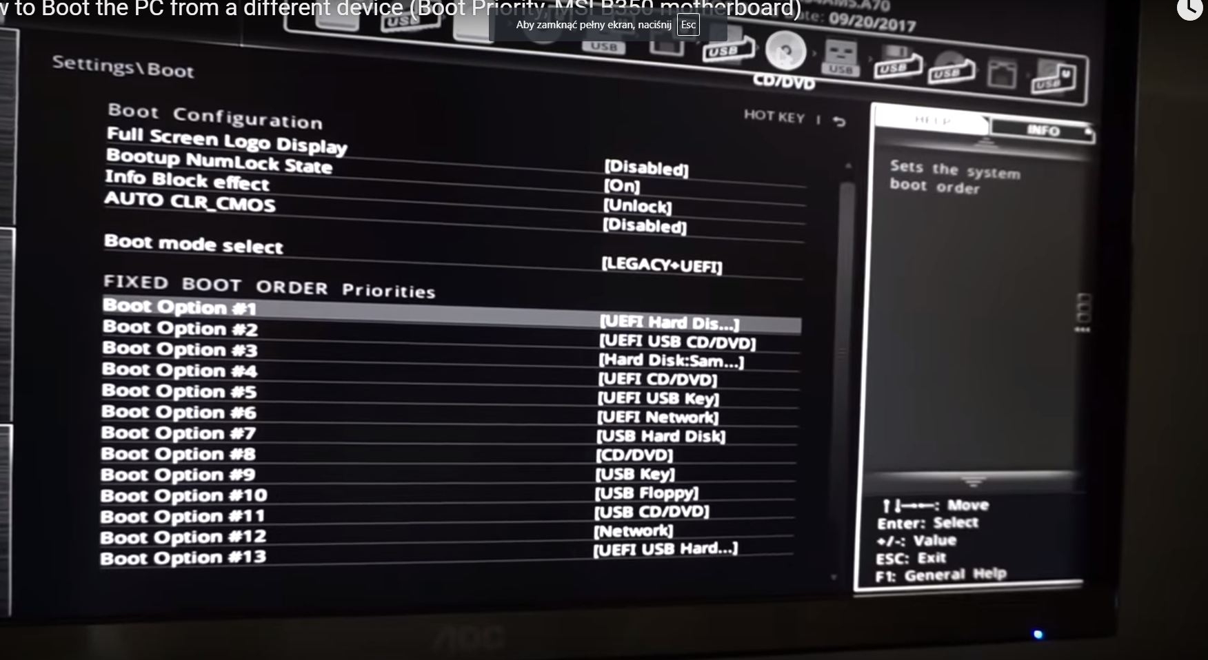 [Rozwiązano] MSI B360 PRO-F - Bios - Po wyjściu z biosu wchodzi ponownie do biosu.