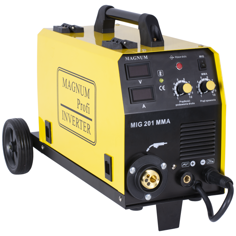 Magnum MIG 201 MMA – wolny wysuw drutu bez spawania, niskie napięcie podajnika