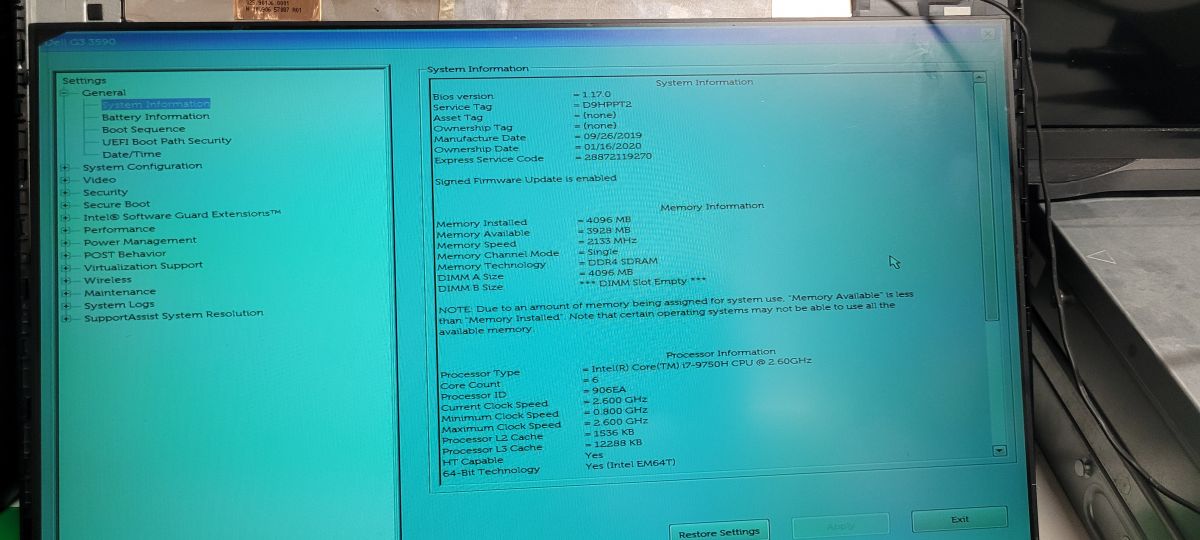 Dell G3 15 3590 nie uruchamia się na baterii, problem z zasilaczem i BIOS