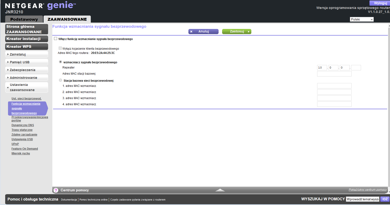 Netgear JNR3210 - Konfiguracja jako repeater Wi-Fi z Netia Spot