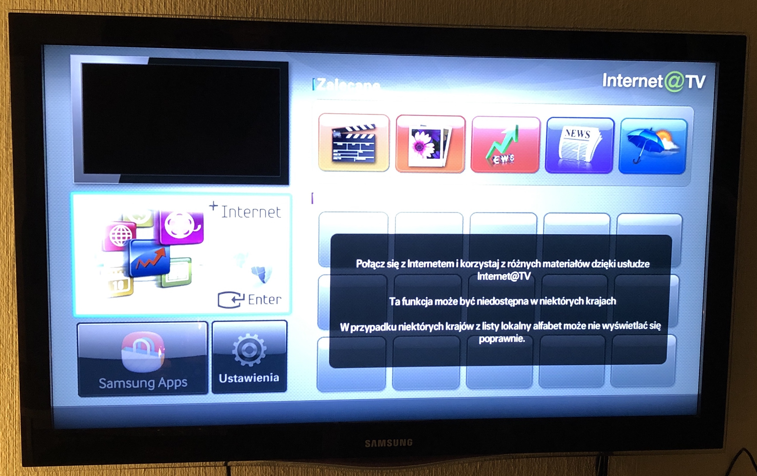Brak dostępu do Internet@Tv w Samsung Le40c650 - jak naprawić?