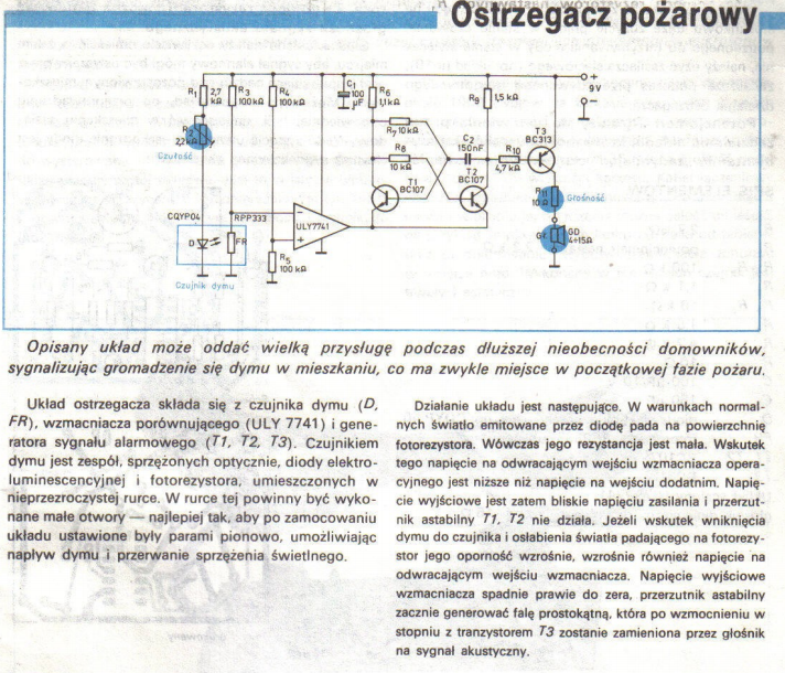 Jaki zamiennik dla układu ULY7741 w ostrzegaczu pożarowym?
