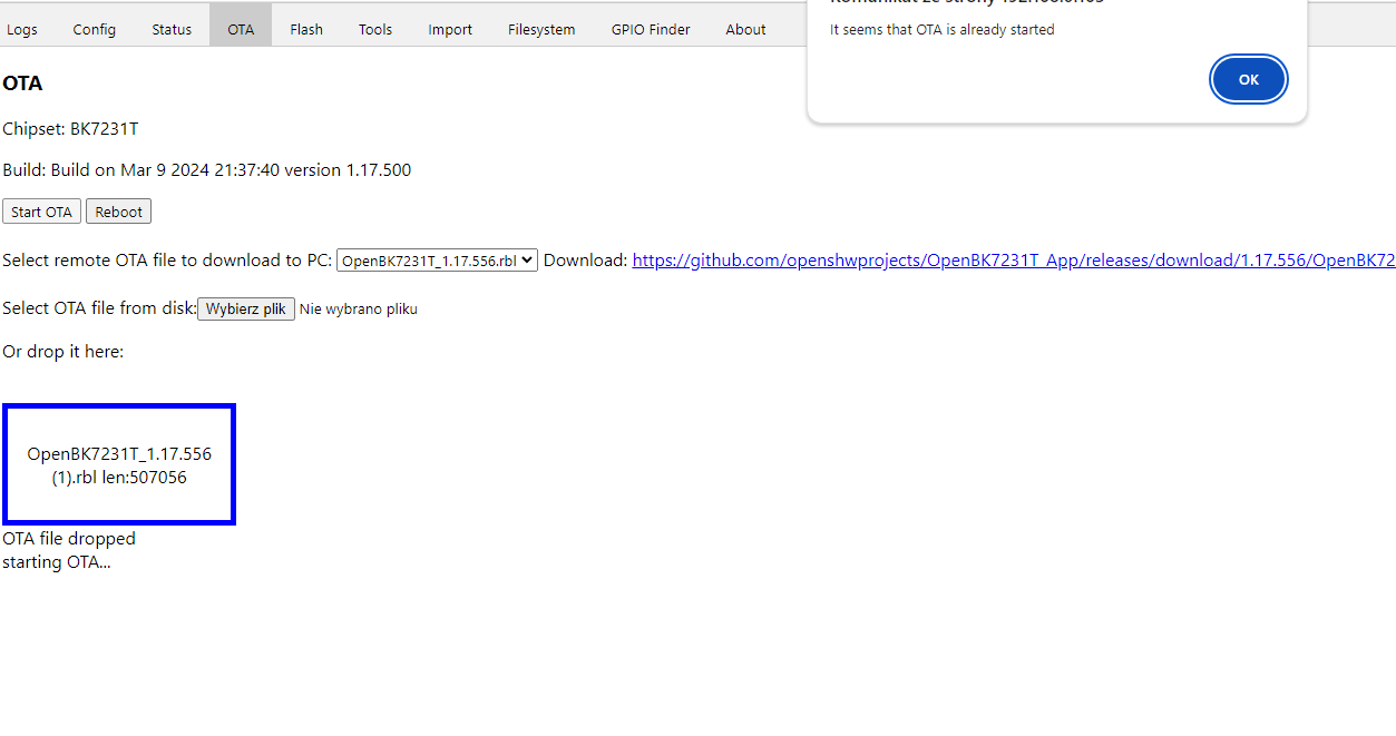 Does Double Clicking During OpenBeken OTA Update Interrupt the Process?