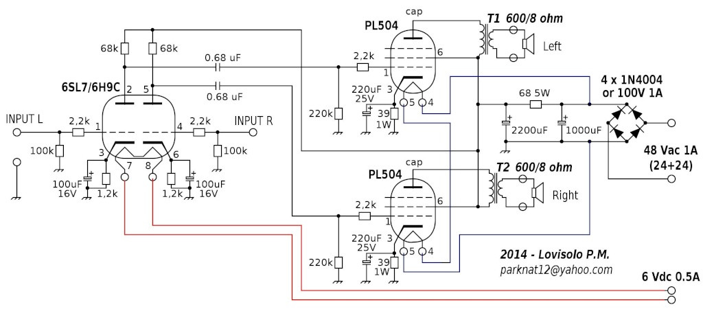 Wzmacniacz audio na PCC84 - schemat - elektroda.pl