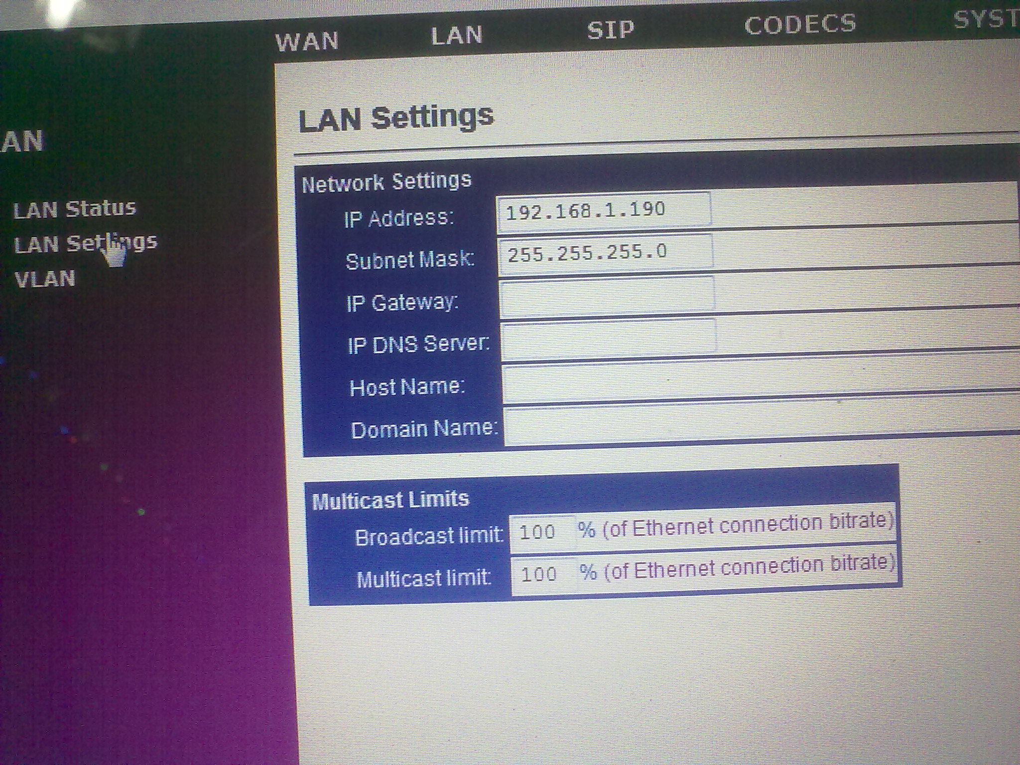 Thomson Speedtouch 190 - problem z konfiguracją bramki VoIP