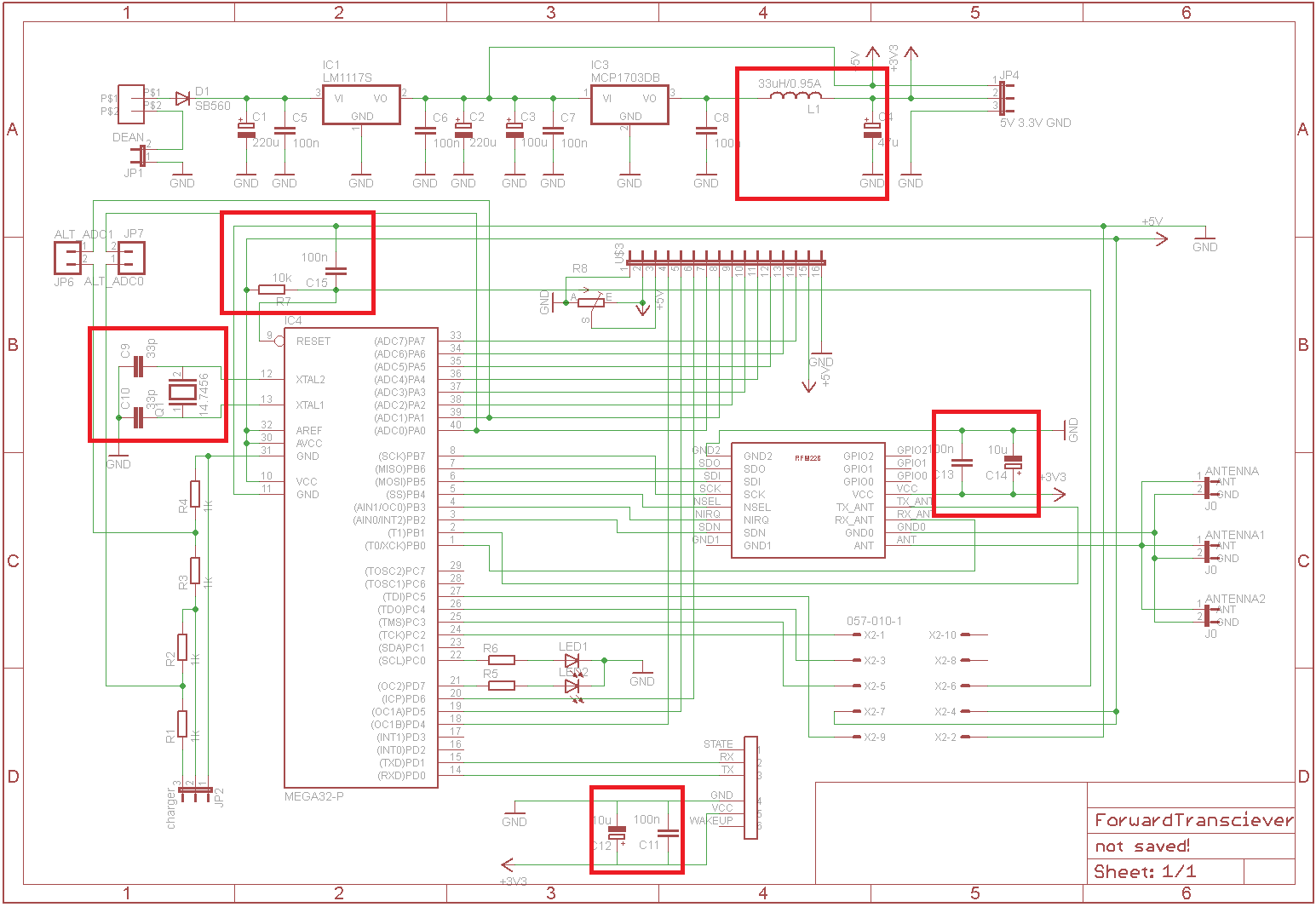 AtMega32, RFM22B, HC-06 - Stabilizowane napięcie nie jest stałe.