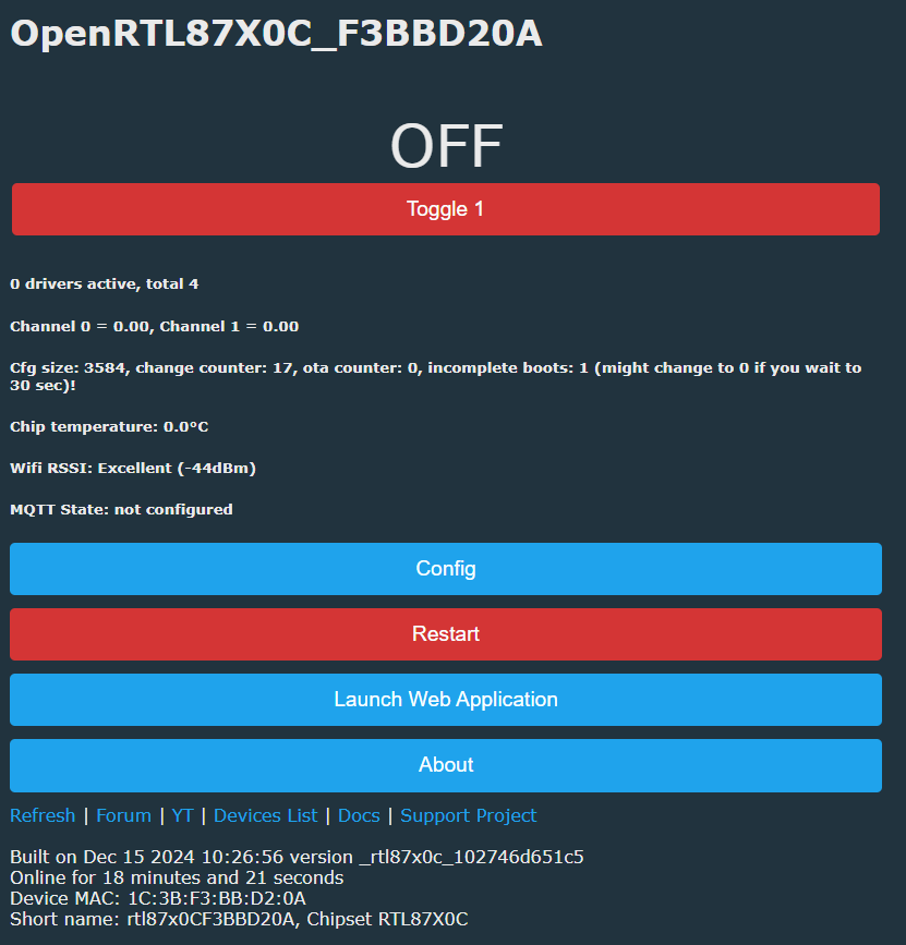 Tapo P100 (RTL8720CF) Boot Log and Resource Details