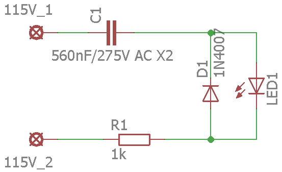 Dobór komponentów do podłączenia diod LED do 115 V~