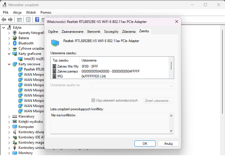 HP 17-CN3053 Realtek 8852BE - Utrata WiFi na baterii, próby naprawy bez ...