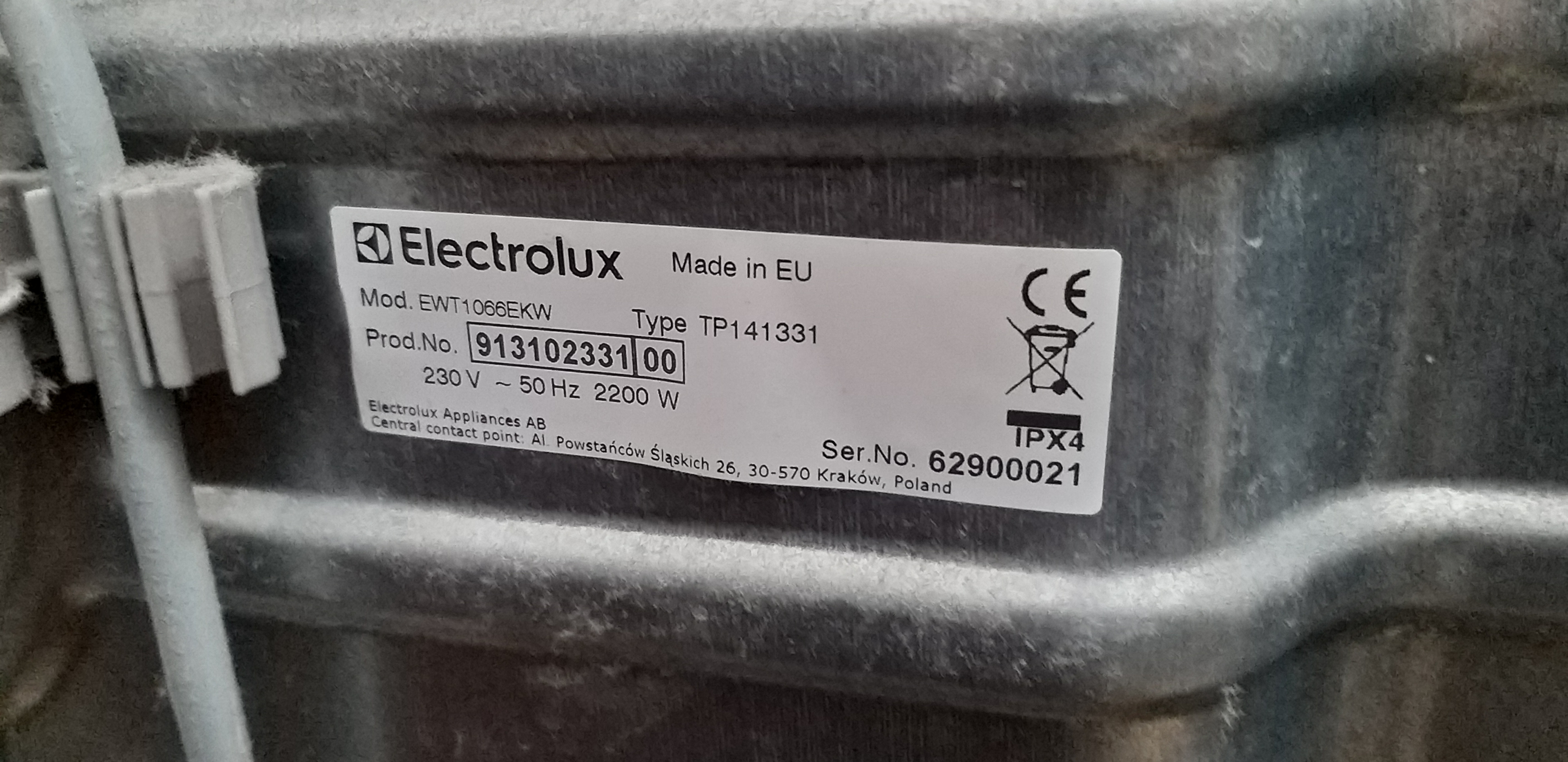 [Rozwiązano] Electrolux EWT 1066 EKW - wymiana grzałki w pralce - jakie ...