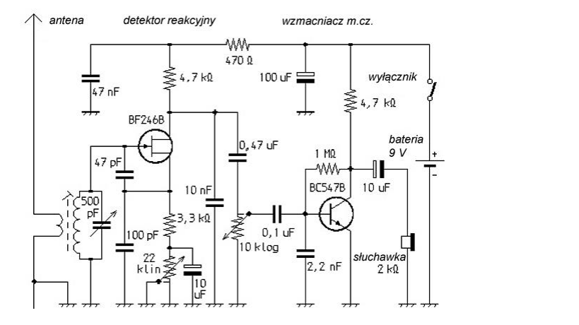 Odbiornik reakcyjny - zastosowanie tranzystora BF245 w układzie