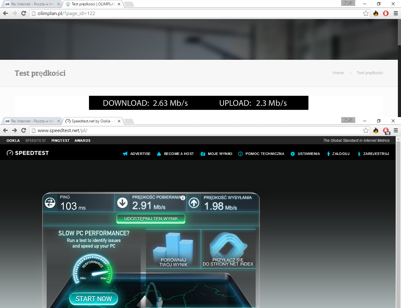 Internet radiowy wolniejszy niż obiecywane 12Mb/s, wysoki ping 500ms