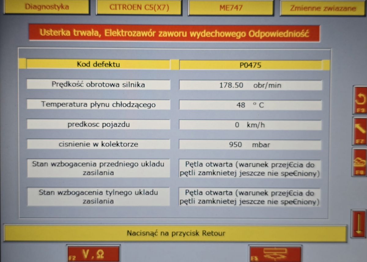 Citroen C5 X7 3.0 V6 - falowanie obrotów na jałowym, błędy P1335, P1527 ...