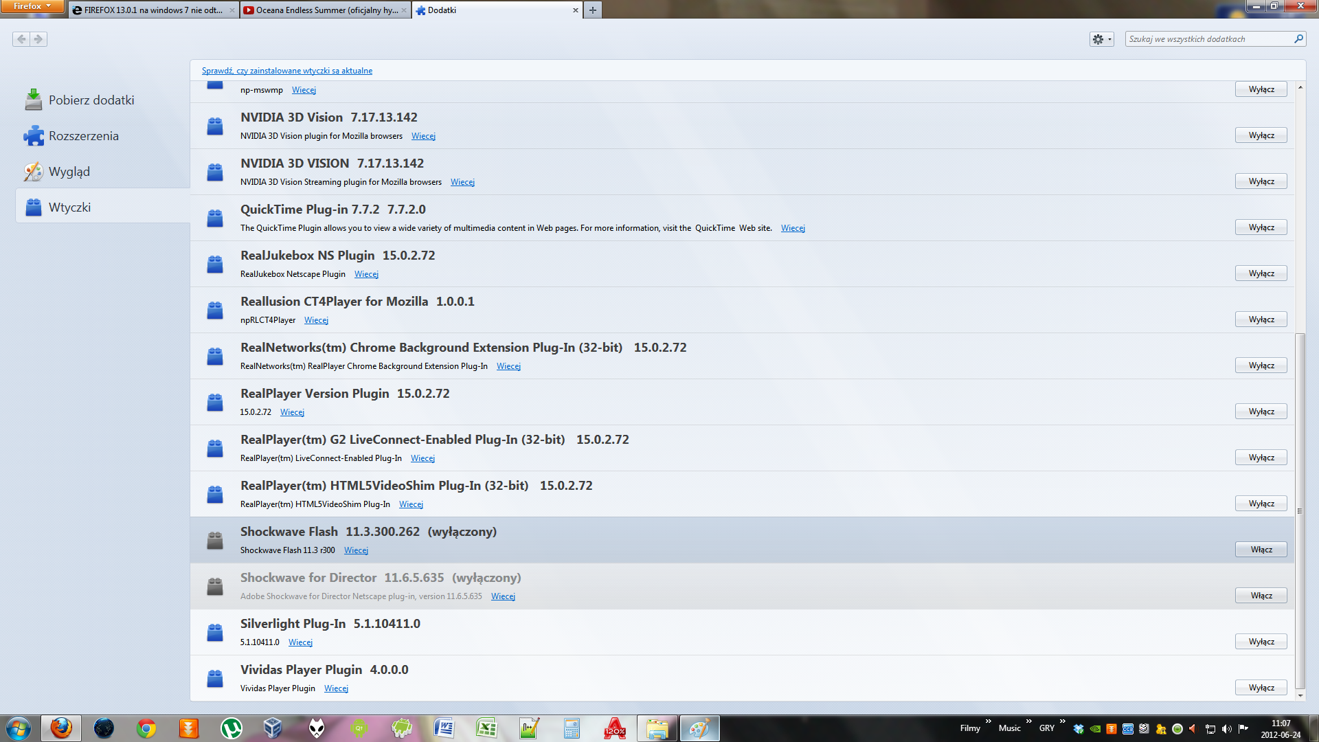 Firefox 13.0.1 na Windows 7 nie odtwarza filmów na YouTube i innych ...