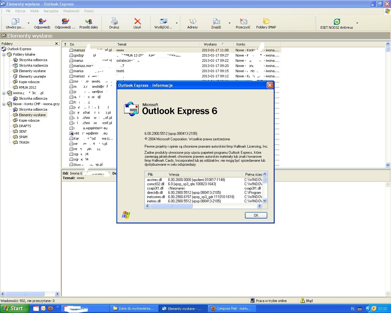 Jak wyłączyć komunikaty w Outlook Express 6 na Windows XP SP2?