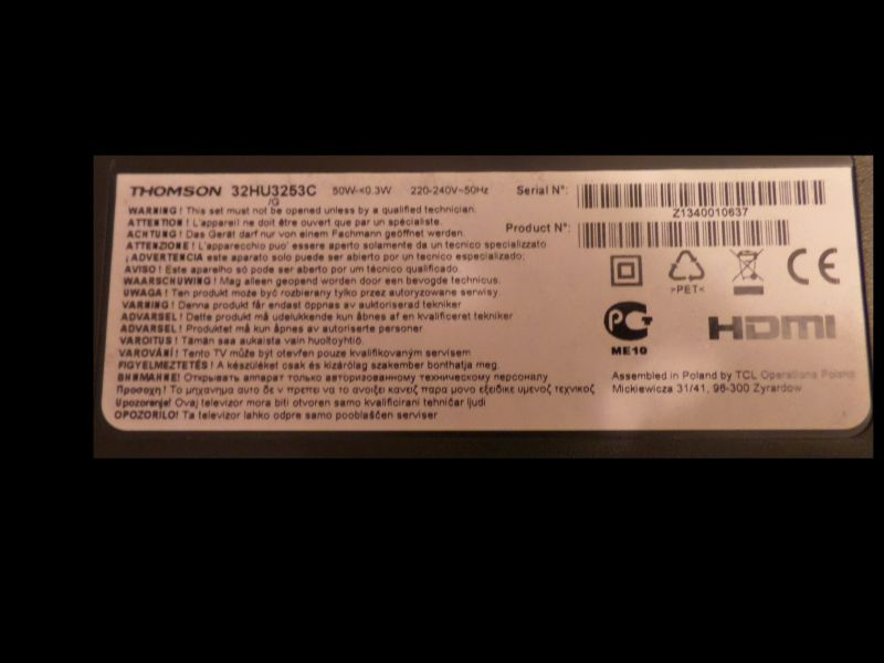 THOMSON 32HU3253C firmware backup and factory usb firmware
