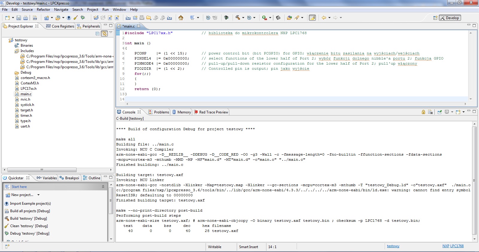 ARM Cortex M3 [NXP LPC1768] - Kurs/podstawy programowania w 'C'