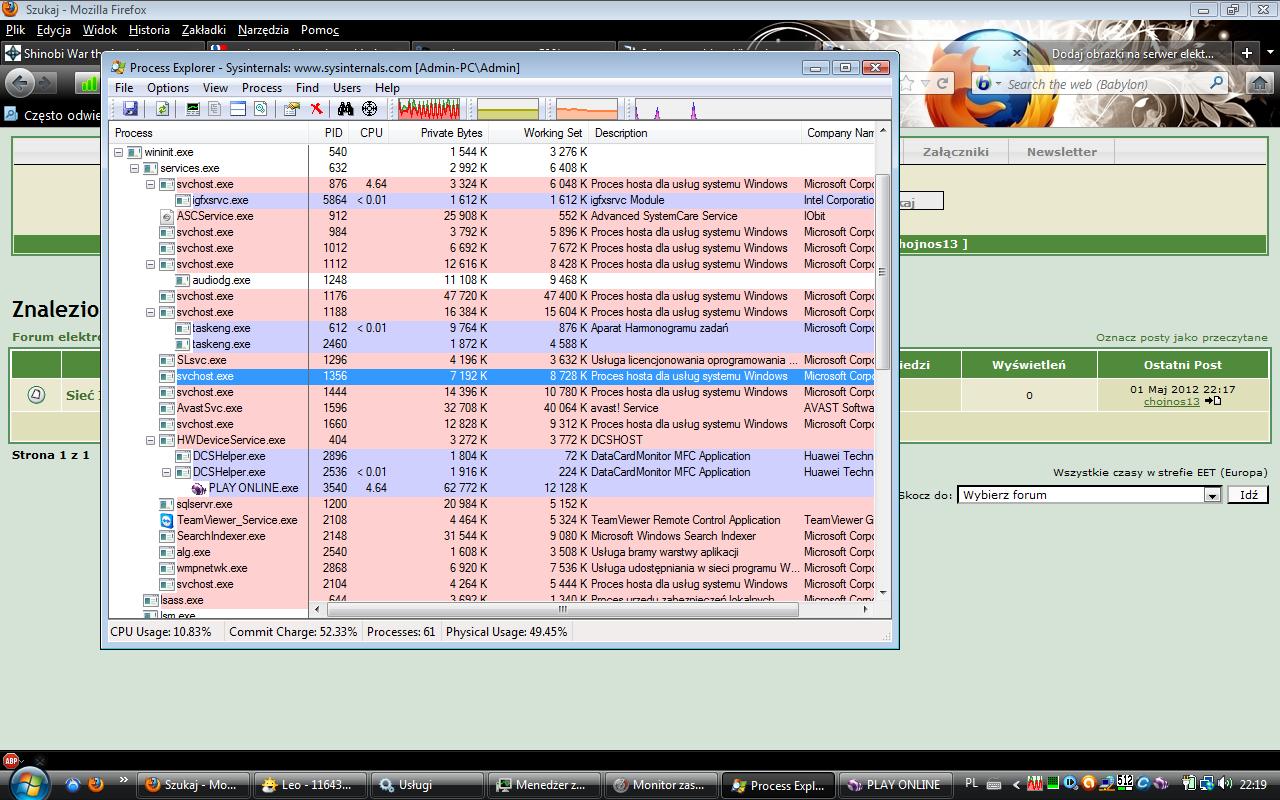 Svchost.exe dcomlaunch obciąża CPU przy Play Online na Windows Vista 32bit