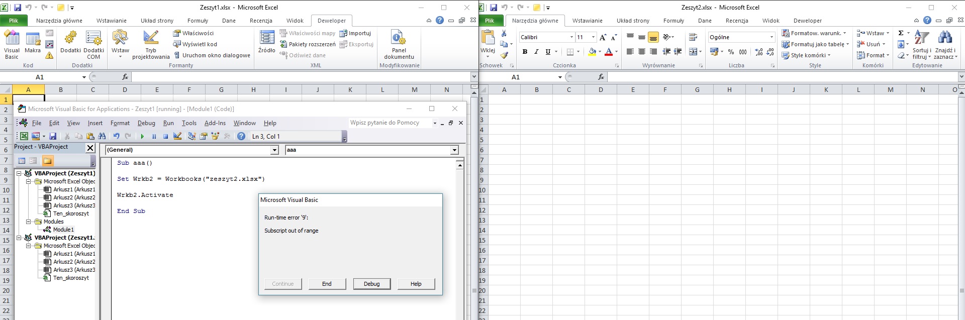 Excel VBA: Jak napisać makro działające na dwóch otwartych plikach?