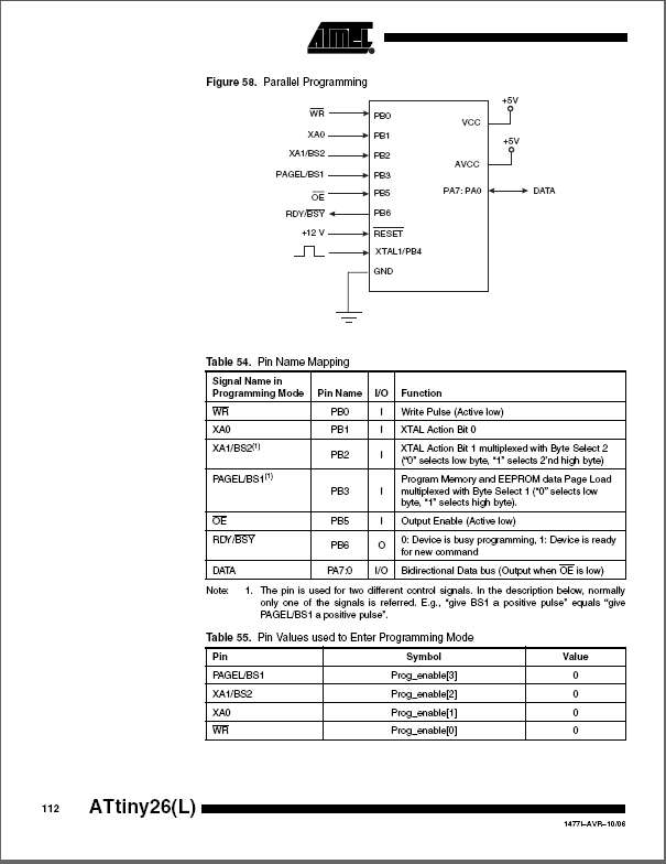 Programowanie Attiny26 w trybie równoległym - jak podłączyć?