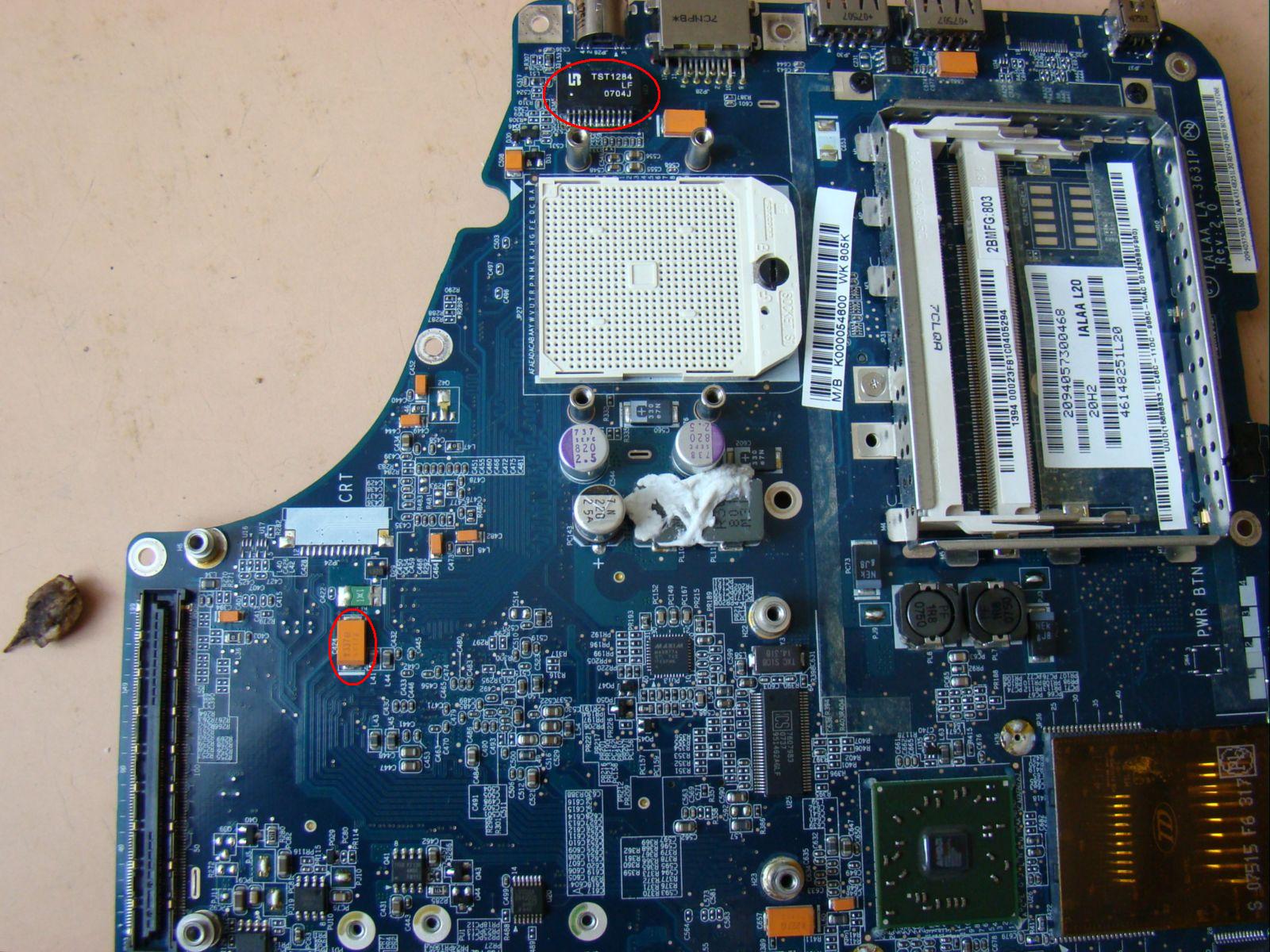Toshiba Satellite A210-19J - zwarcie w sekcji zasilania procesora, co ...