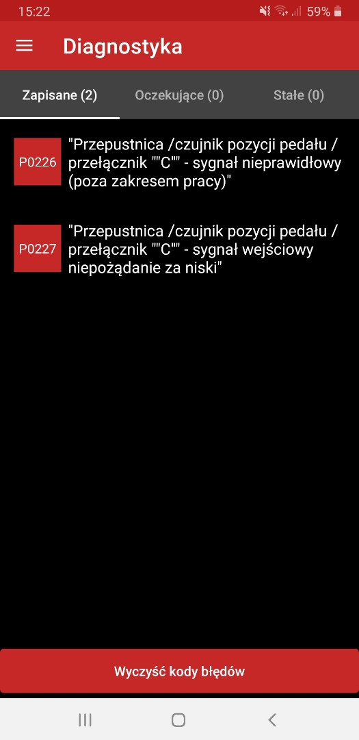 VW polo 1.4 mpi Chwilowy problem z pedałem gazu, błąd P0226 i P0227