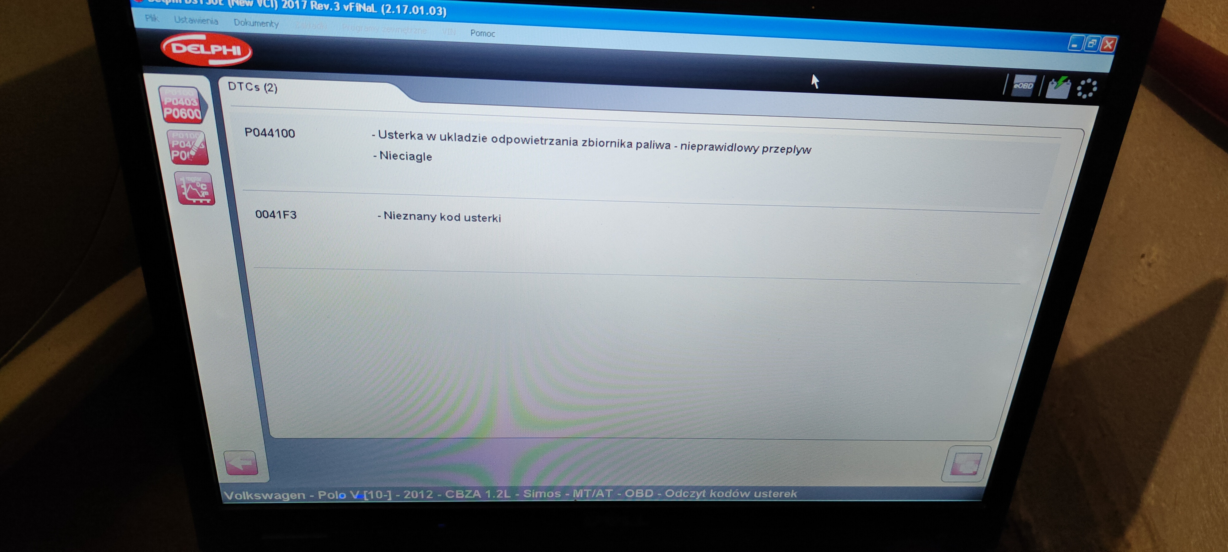 VW Polo 2012 1.2: Kod błędu P044100, usterka układu odpowietrzania ...