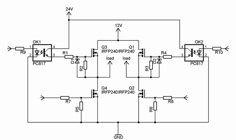 Mostek H na MOSFET-ach N do silnika 12V 10A z PWM poniżej 1kHz - czy ...