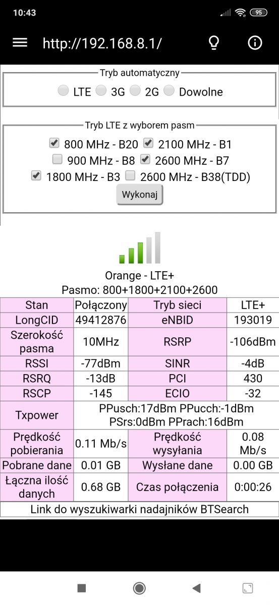 Stacjonarny router z modemem LTE do Orange, stabilne połączenie, antena zewnętrzna - 4