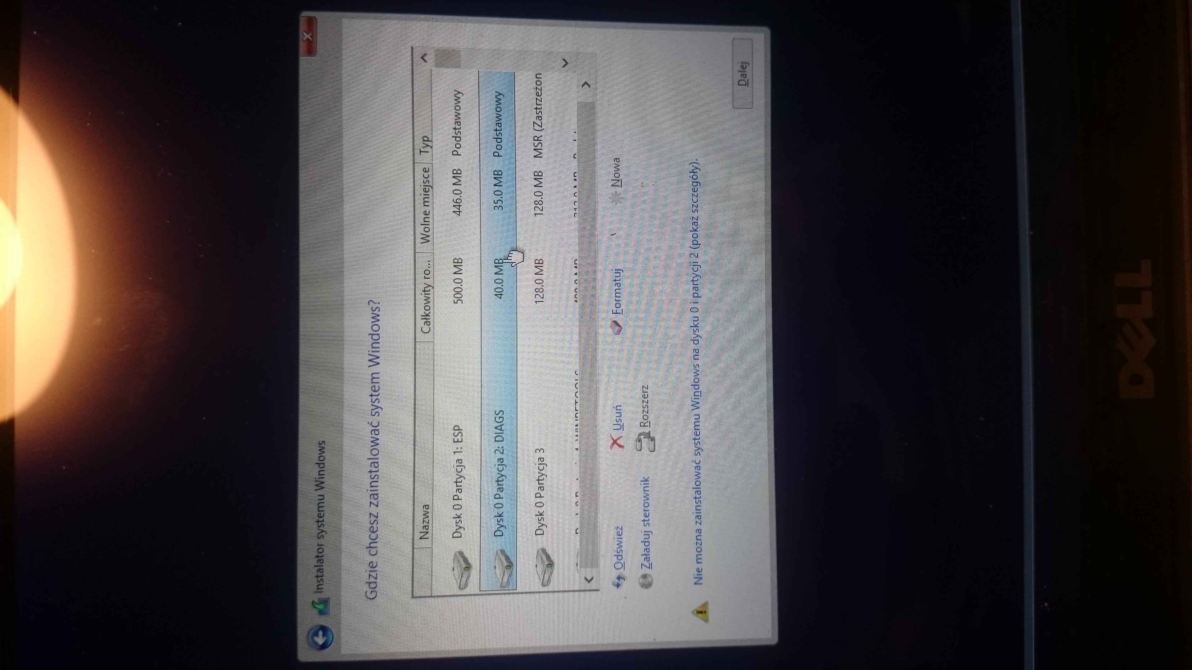 Dell 7537 - Jak wejść do BIOS po nieudanej instalacji Windows 10?