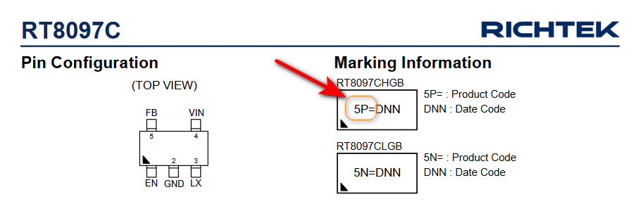 5P=N12 - obudowa SOT-25: Identyfikacja przetwornicy z dławikiem 4.7 μH
