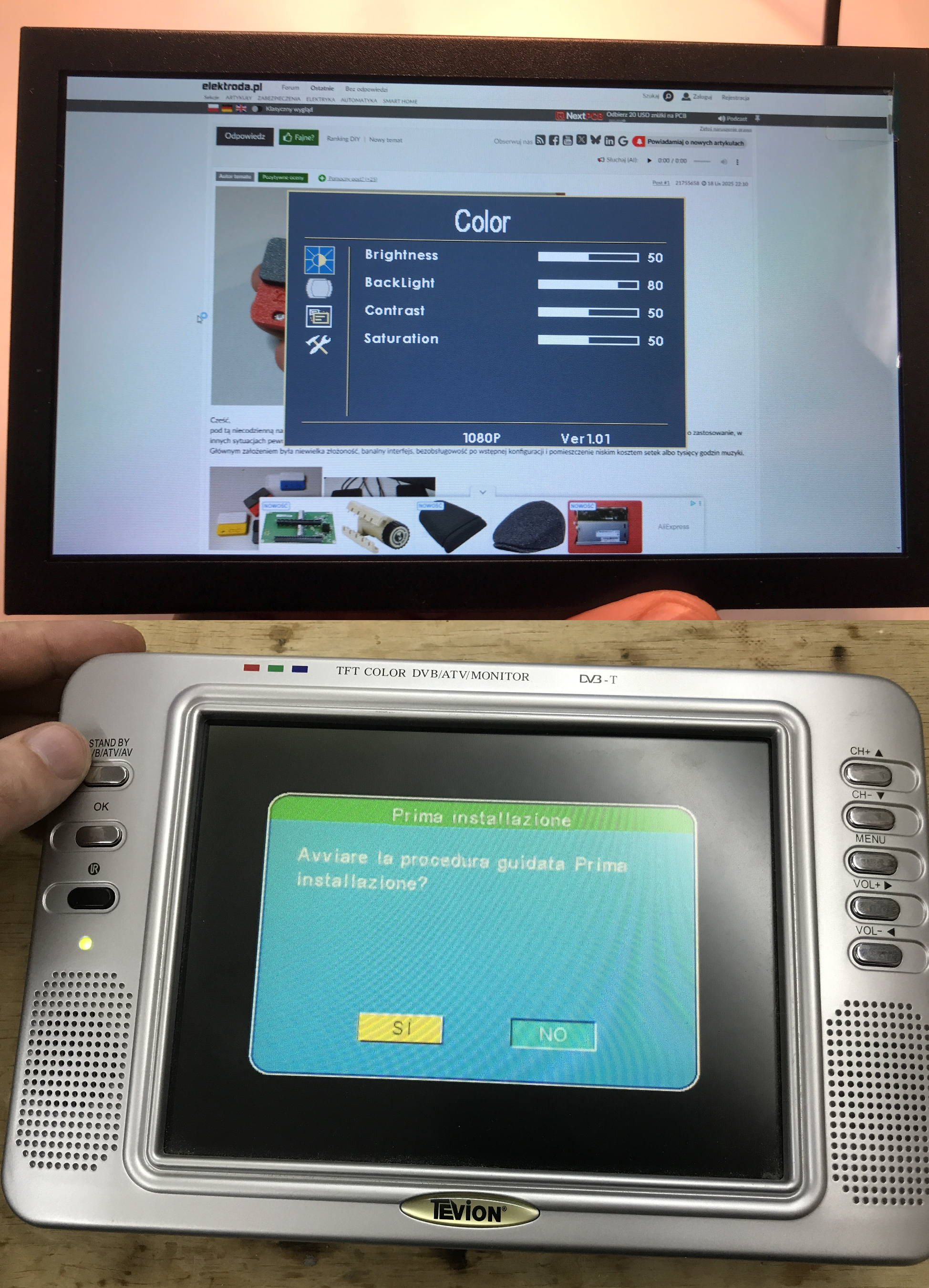 Comparison of small displays 7" 8" for monitoring and more, measurements