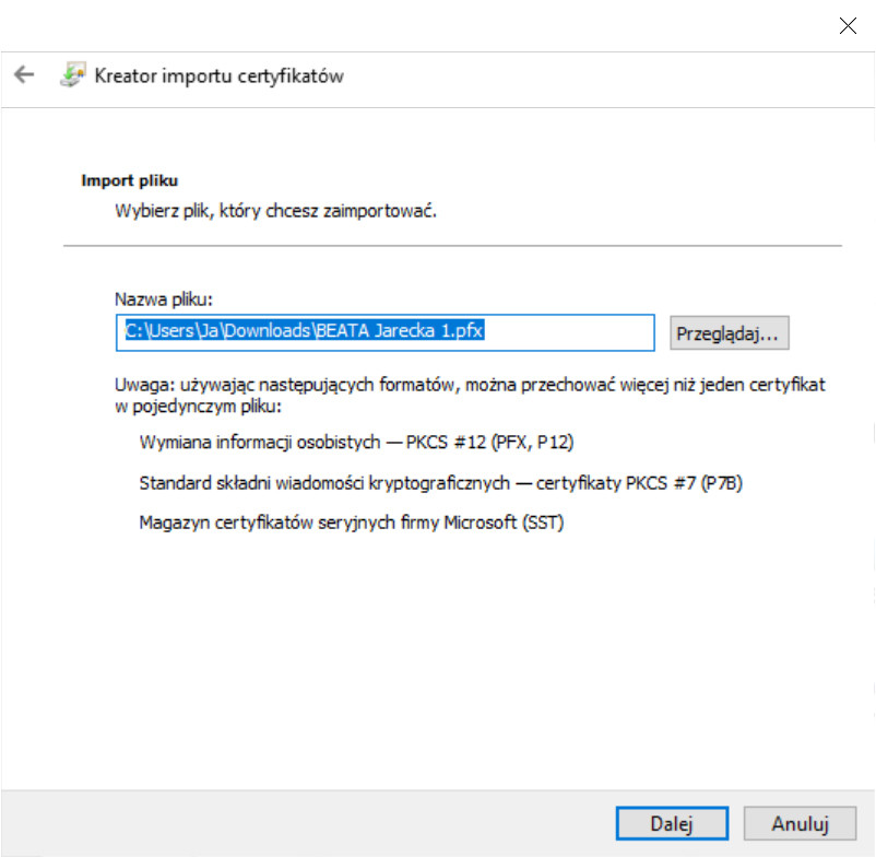 Błąd hasła przy instalacji certyfikatu w Chrome na Win 10 - różnice ...